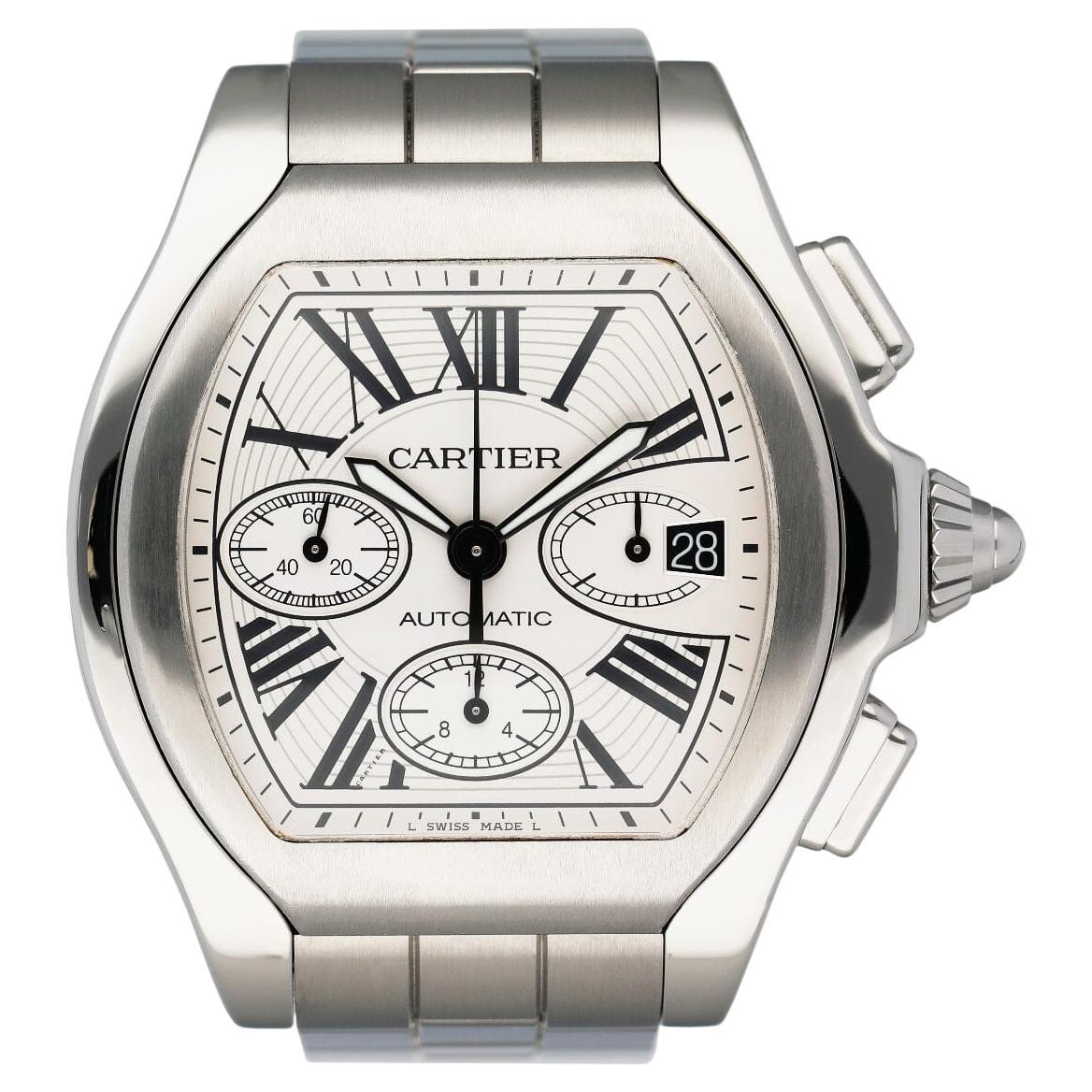 Cartier Roadster XL Chronograph Silver Dial Steel Mens Watch W62019X6 ...