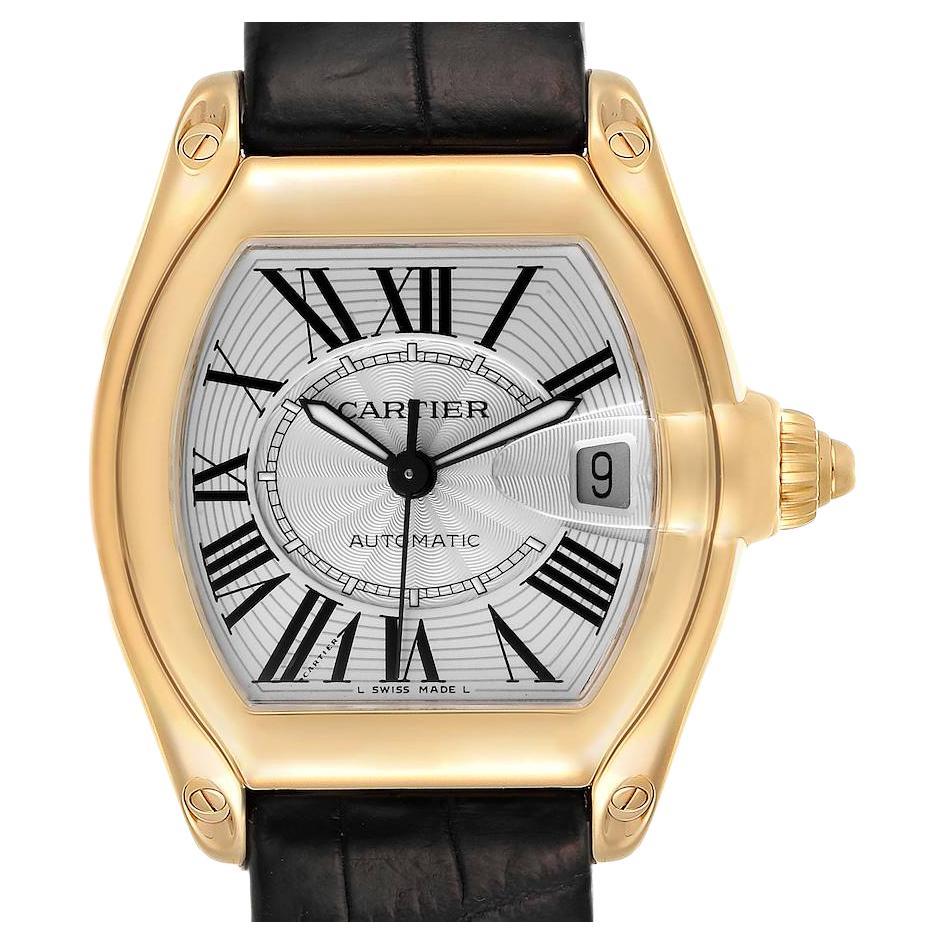 Cartier Roadster Yellow Gold Silver Dial Large Mens Watch W62005V2 For ...