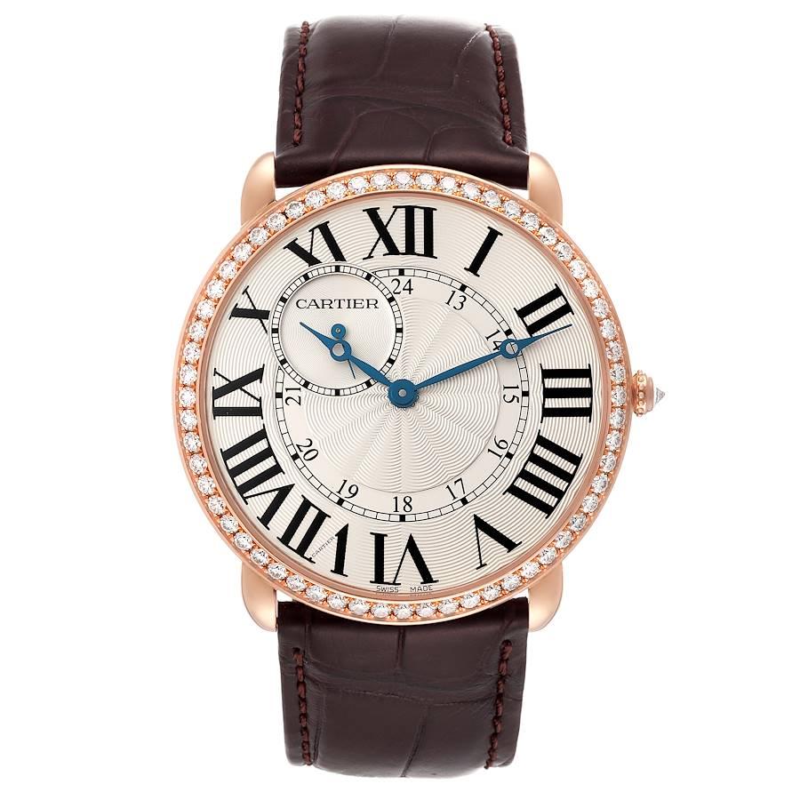 Cartier Ronde Louis 18K Rose Gold Diamond Bezel Mens Watch WR007001 For ...