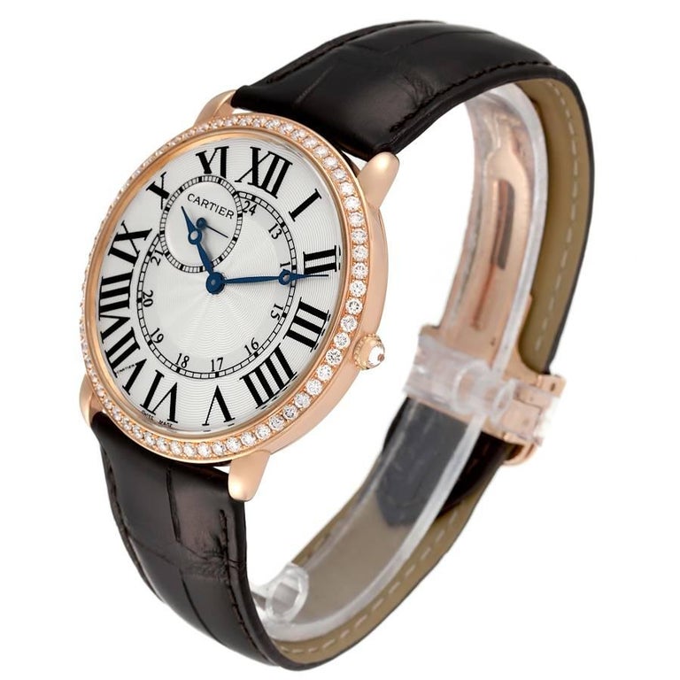 Cartier Ronde Louis 18K Rose Gold Diamond Bezel Mens Watch Wr007001 at ...