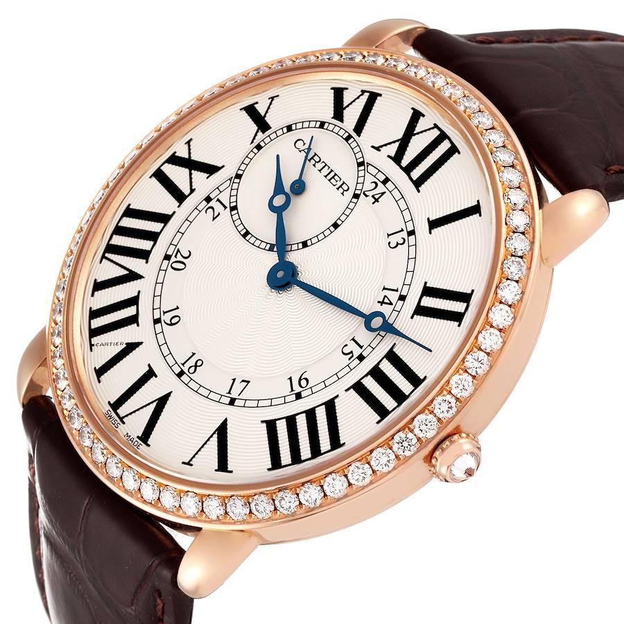 Cartier Ronde Louis 18K Rose Gold Diamond Bezel Mens Watch WR007001 For ...