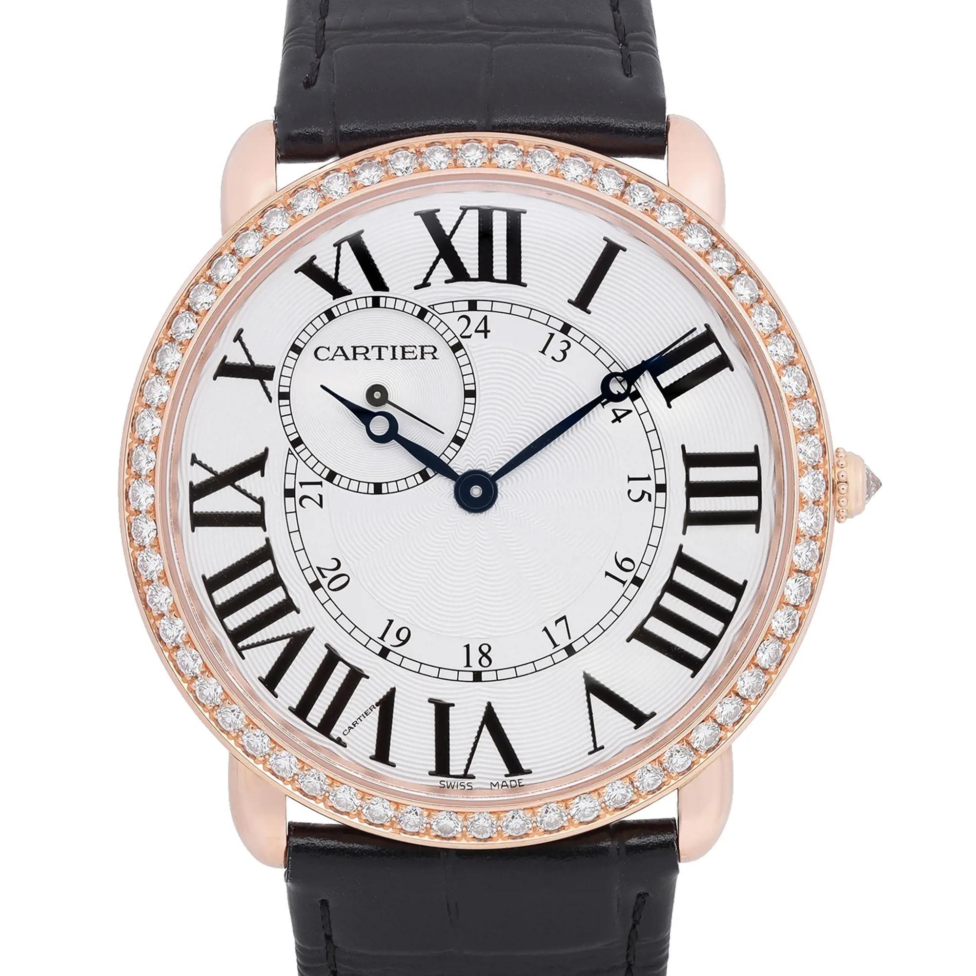 Cartier Ronde Louis 18k Rose Gold Diamond White Dial Hand Wind Watch ...
