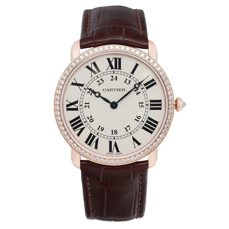Cartier Ronde Louis 36mm 18K Rose Gold Diamond Silver Dial Hand Wind ...