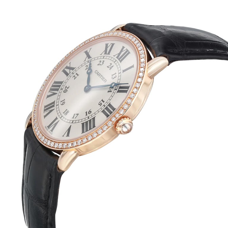 Cartier Ronde Louis 18k Rose Gold Diamond Silver Dial Hand Wind ...