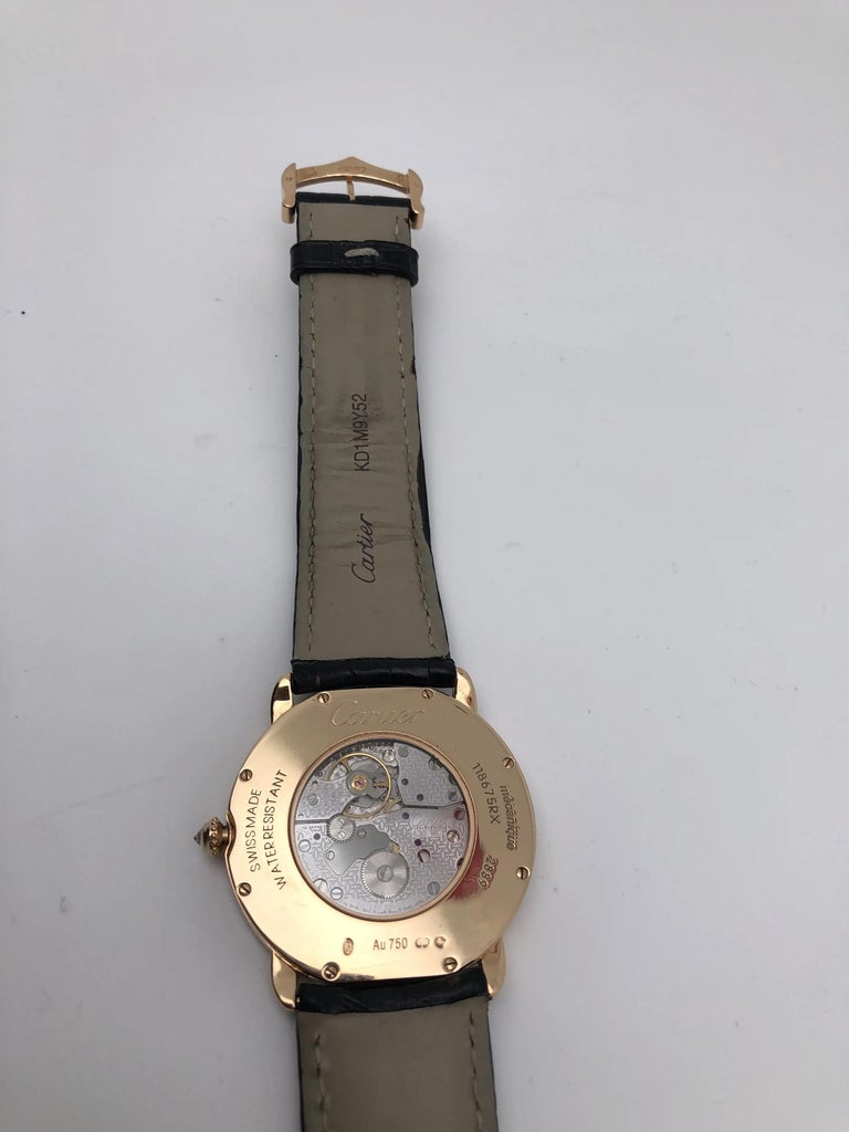 Cartier Ronde Louis 18k Rose Gold Diamond Silver Dial Hand Wind ...