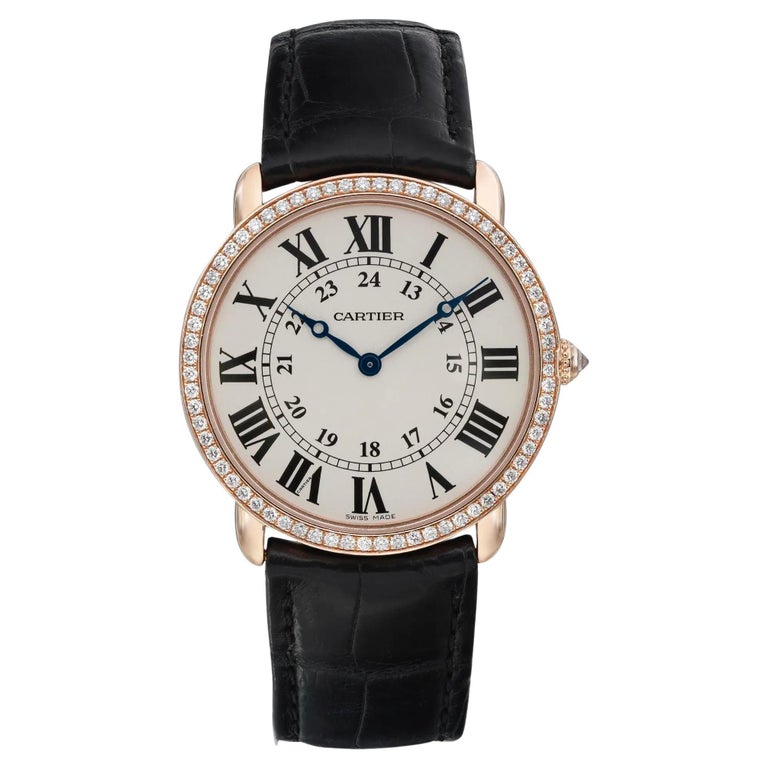 Cartier Ronde Louis 18k Rose Gold Diamond Silver Dial Hand Wind ...