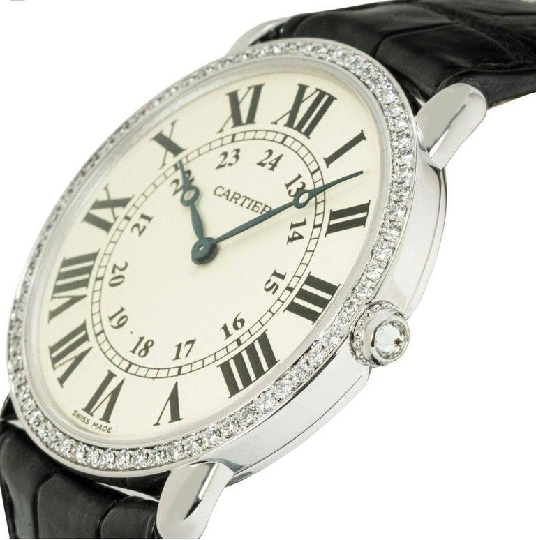 Cartier Ronde Louis Diamond Bezel Watch For Sale at 1stDibs
