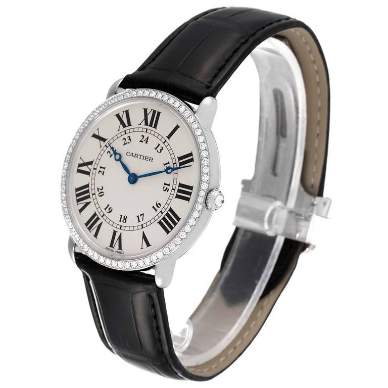 Cartier Ronde Louis White Gold Diamond Mens Watch WR000551 For Sale at ...