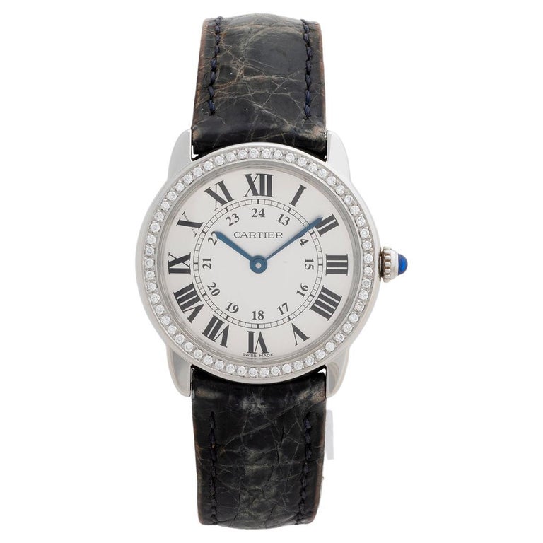Cartier Ronde Solo Quartz Ref 3601, Custom Set Diamonds, Excellent ...