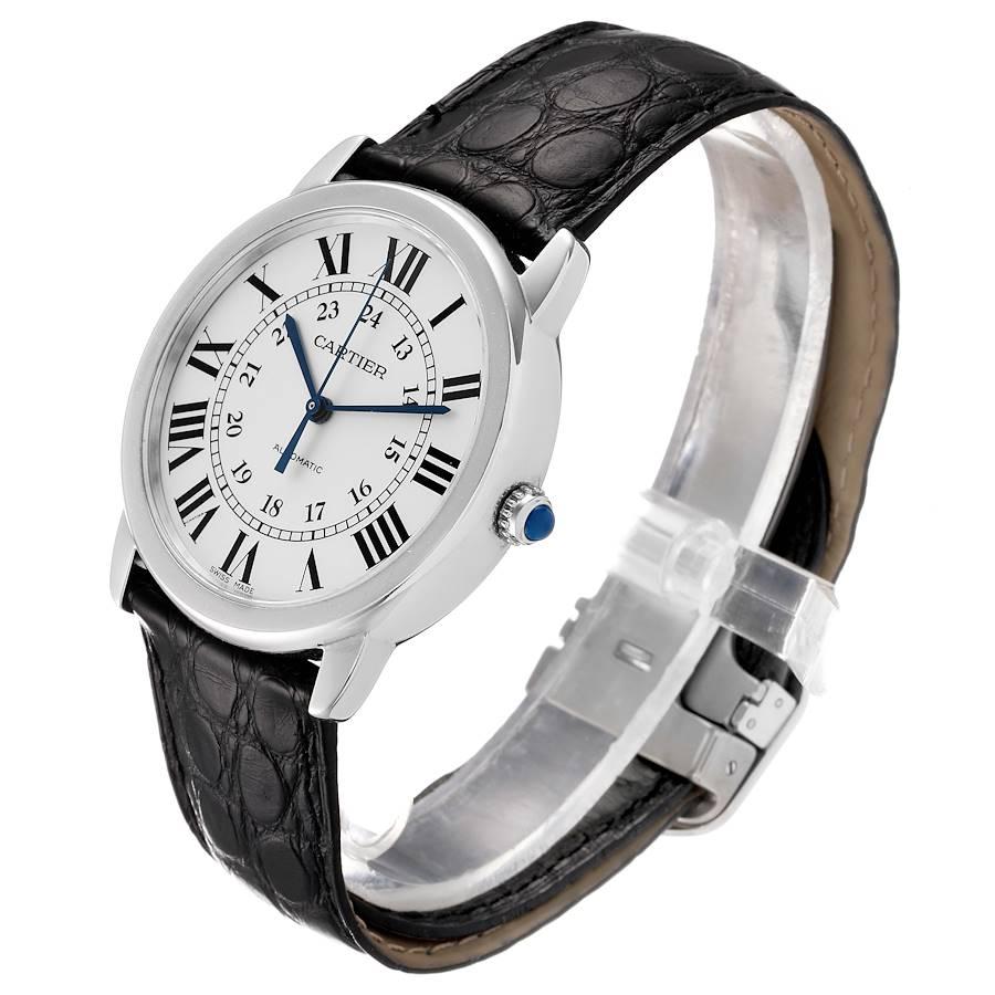Cartier Ronde Solo Silver Dial Black Strap Automatic Mens Watch ...