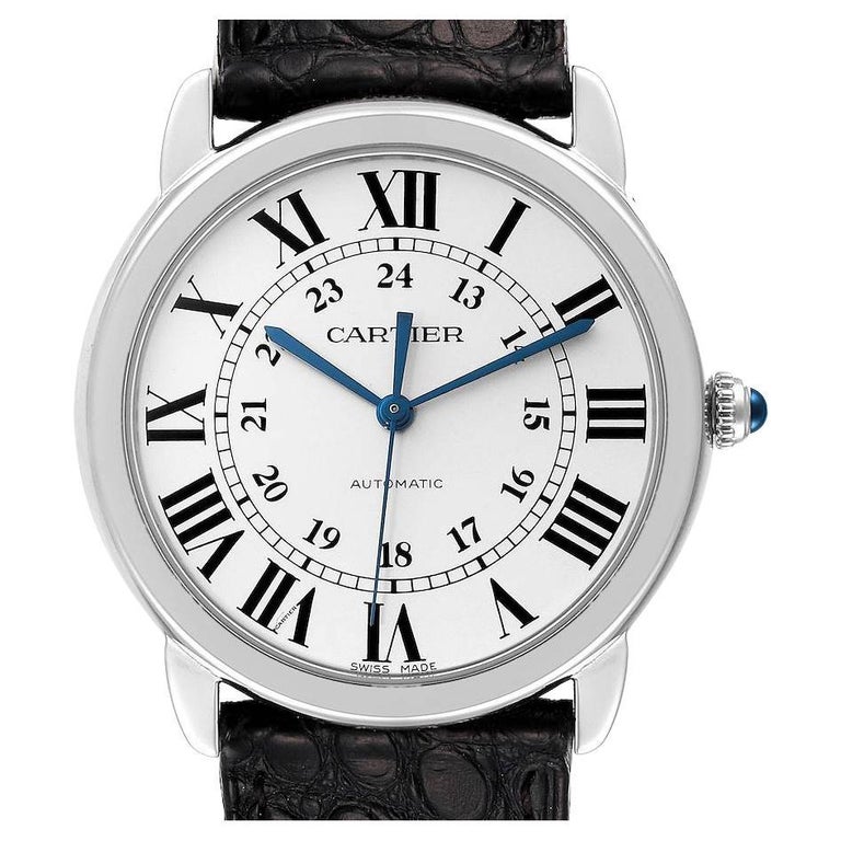 Montre automatique Cartier Ronde Solo avec cadran argenté et bracelet ...