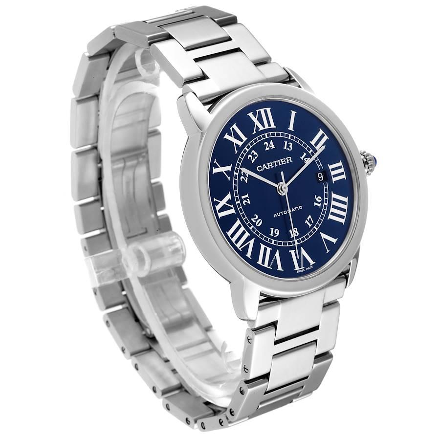 Cartier Ronde Solo XL Blue Dial Automatic Steel Mens Watch WSRN0023 Box ...