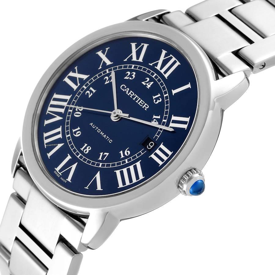 Cartier Ronde Solo XL Blue Dial Automatic Steel Mens Watch WSRN0023 Box ...