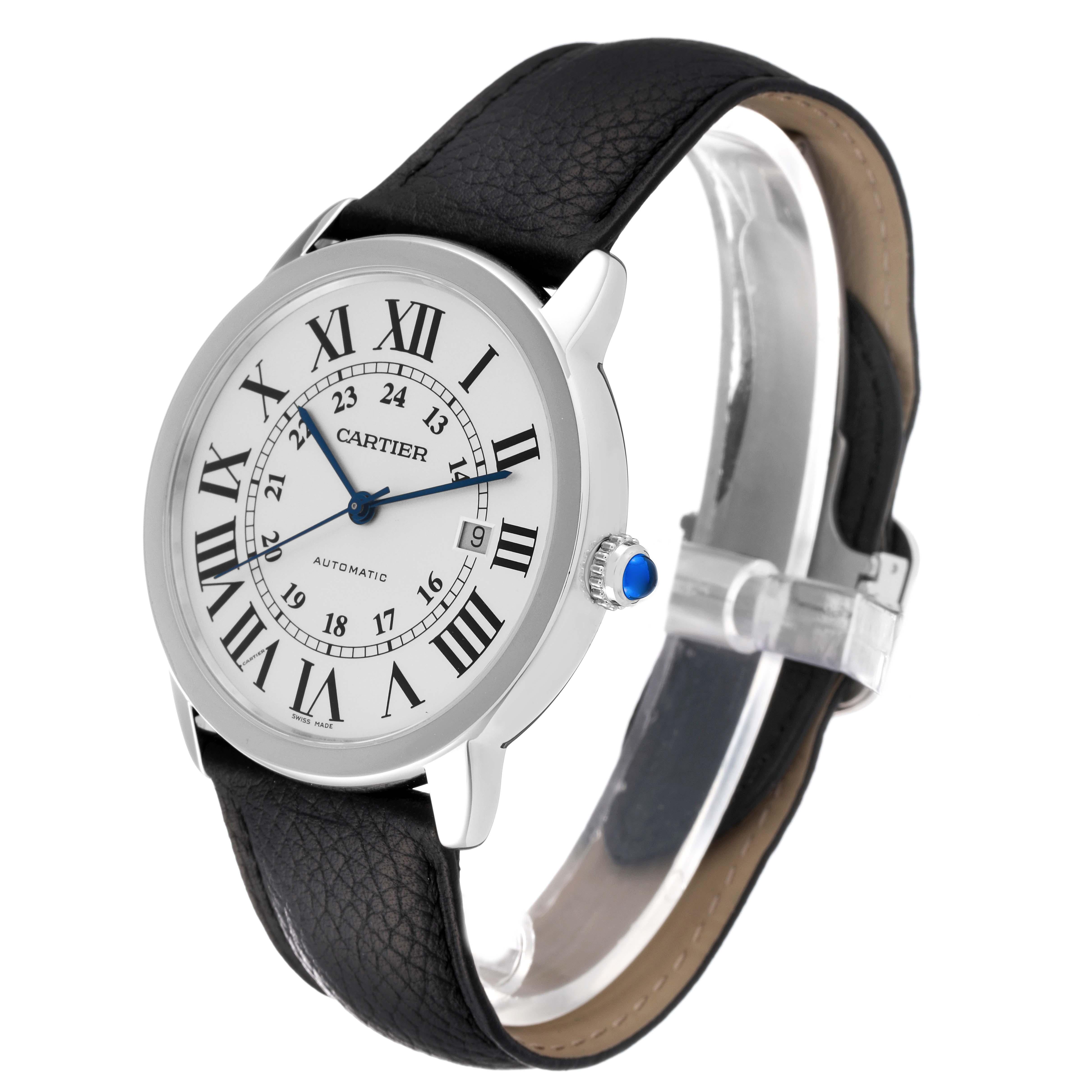 Cartier Ronde Solo XL Silver Dial Black Strap Steel Mens Watch W6701010 ...