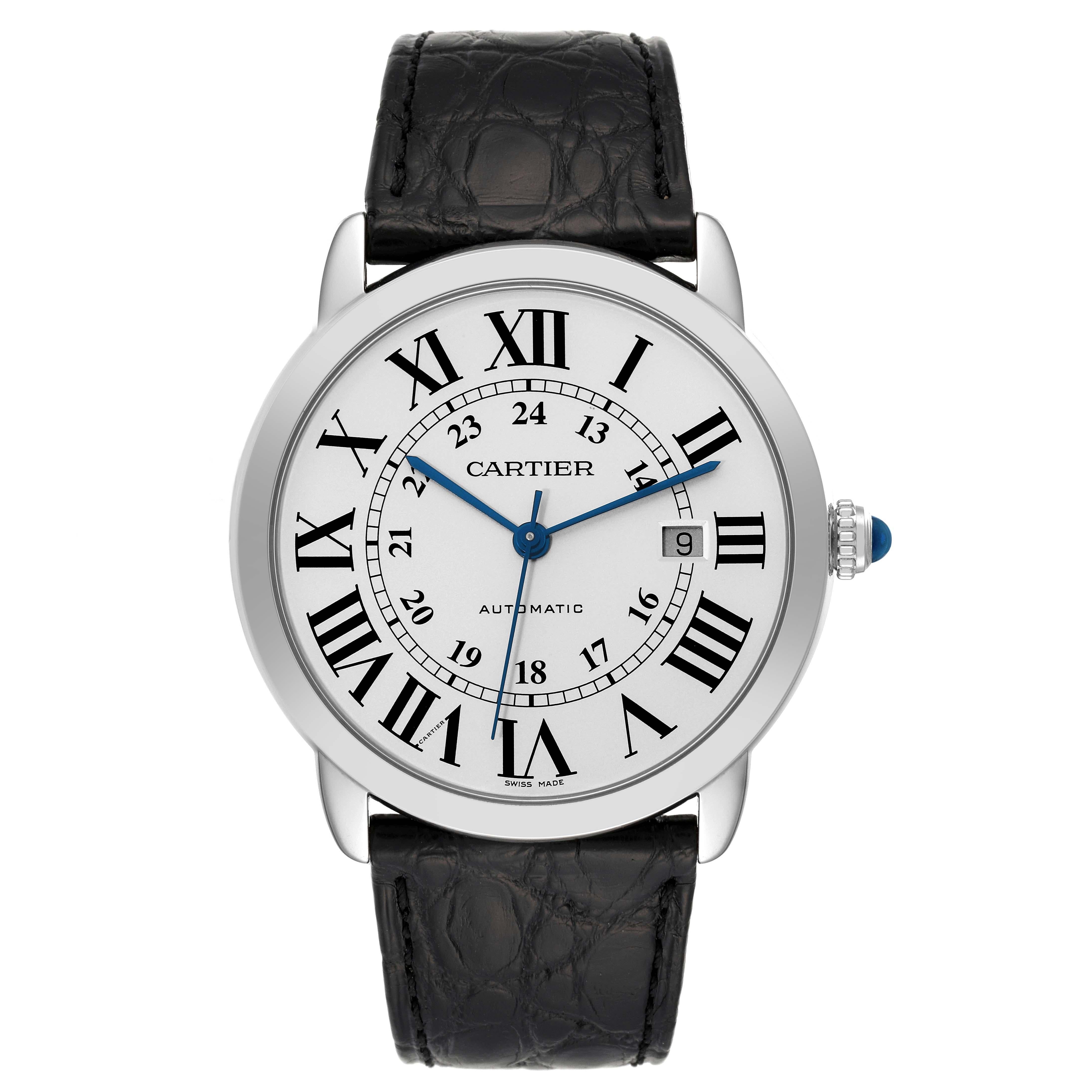 Cartier Ronde Solo XL Silver Dial Steel Mens Watch W6701010 Box Papers ...