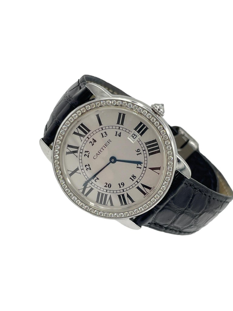 Cartier Rondo Diamond Steel Watch at 1stDibs