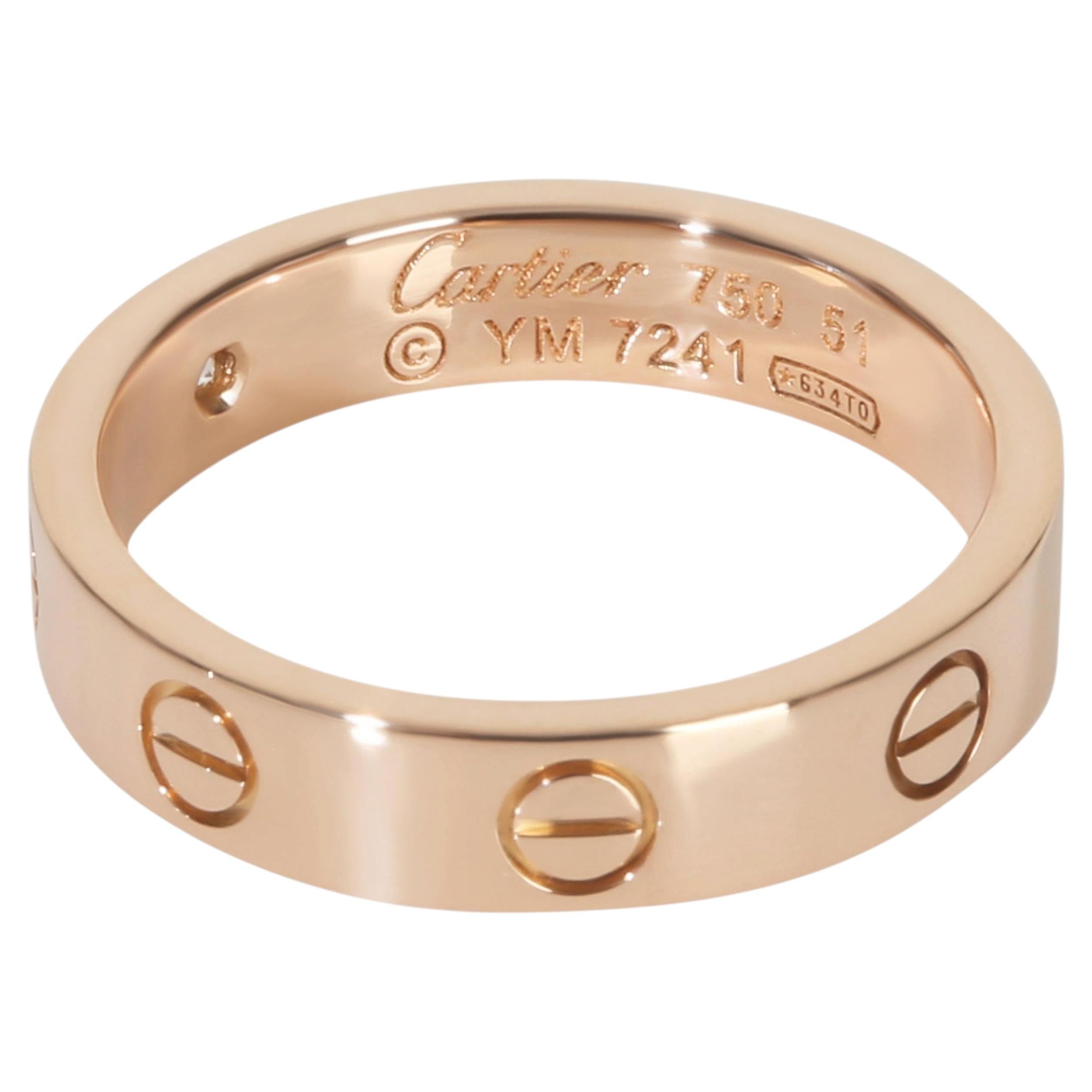 Cartier Rose Gold Diamond Small Model Love Ring For Sale at 1stDibs
