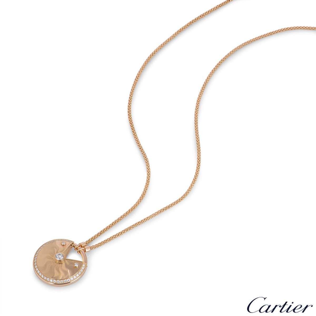 Cartier Rose Gold Guilloche Amulette De Cartier Necklace For Sale at ...