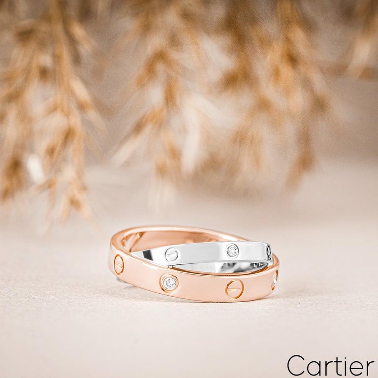 Cartier Rose and White Gold Half Diamond Love Ring B4094300 For Sale at ...