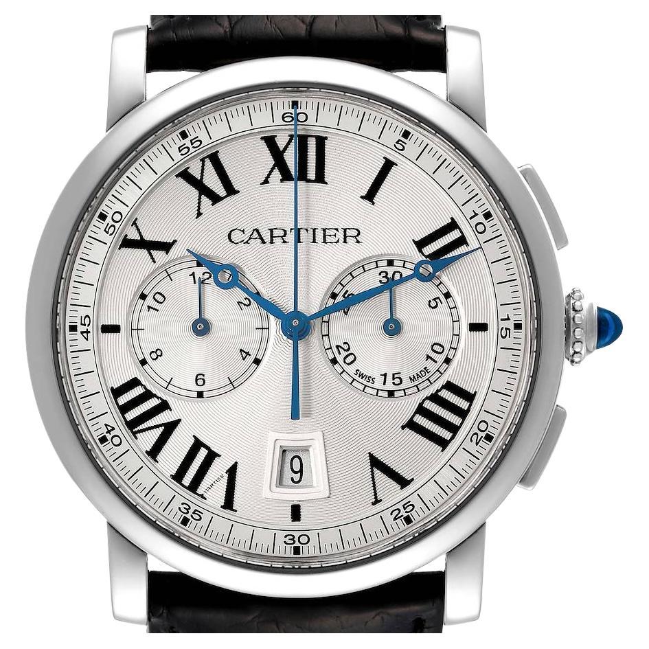 Cartier Rotonde Retrograde GMT Time Zone Steel Mens Watch W1556368 Box ...