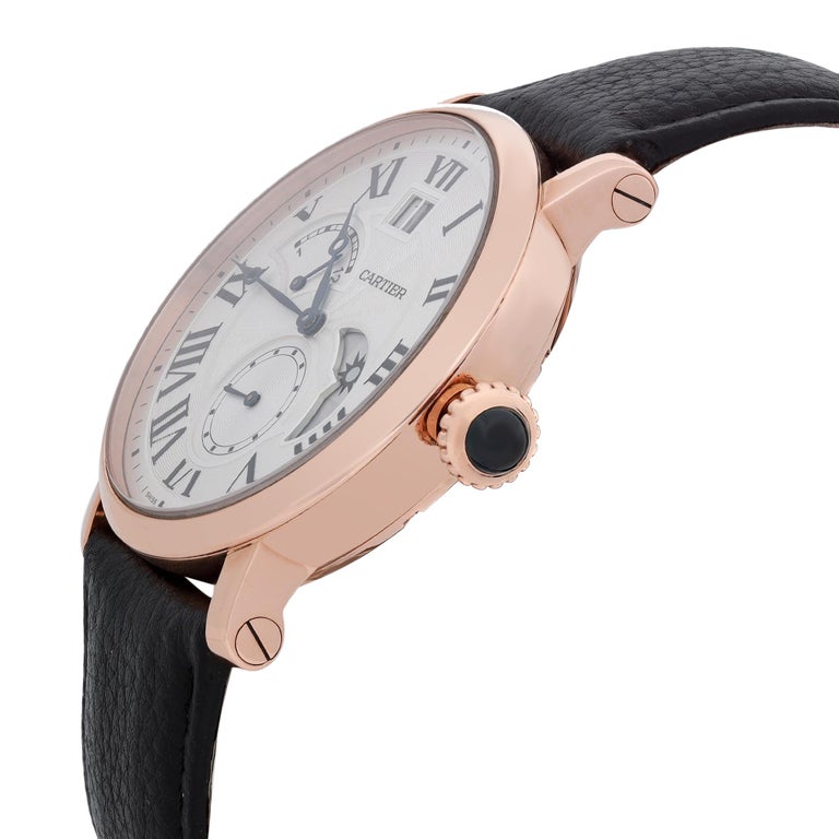 Cartier Rotonde Retrograde GMT 18k Gold Silver Guilloche Dial Men Watch ...