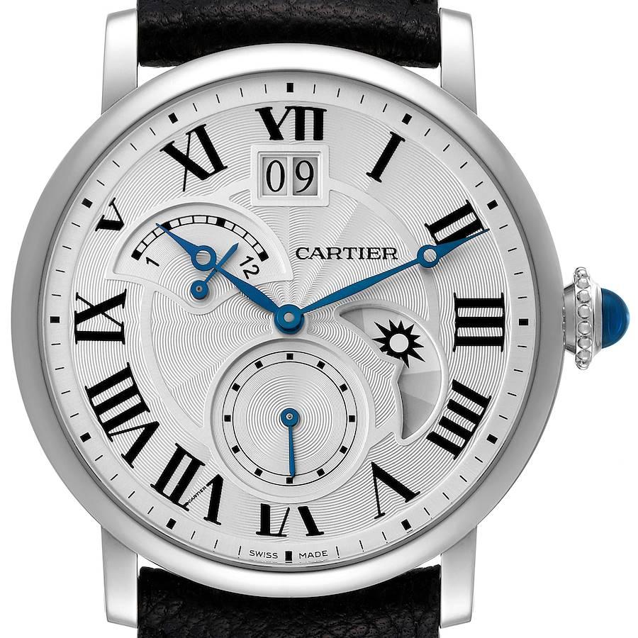 Cartier Rotonde Retrograde GMT Time Zone Steel Mens Watch W1556368 Box ...