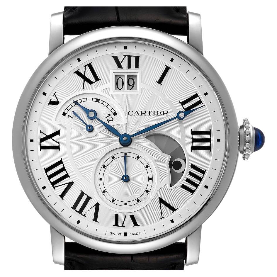 Cartier Rotonde Retrograde GMT Time Zone White Gold Mens Watch W1556241 ...