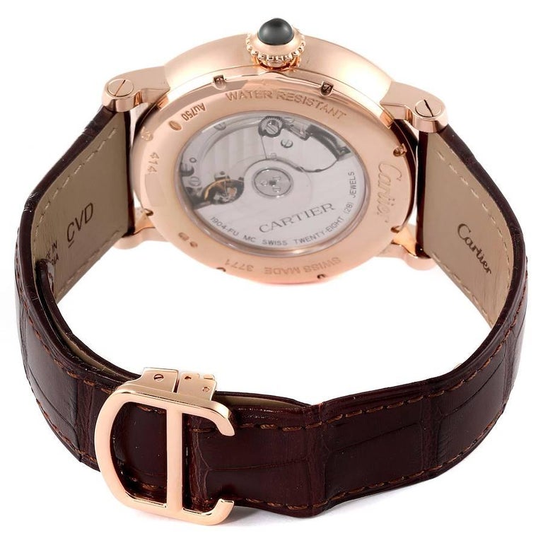 Cartier Rotonde Retrograde GMT Time Zone Rose Gold Watch W1556240 Box ...