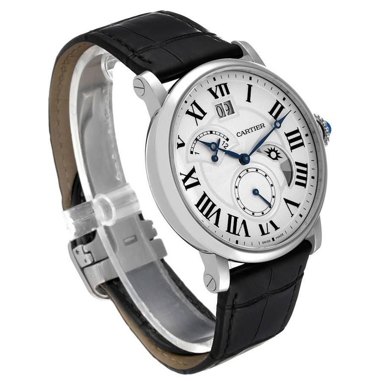 Cartier Rotonde Retrograde GMT Time Zone Steel Mens Watch W1556368 Box ...