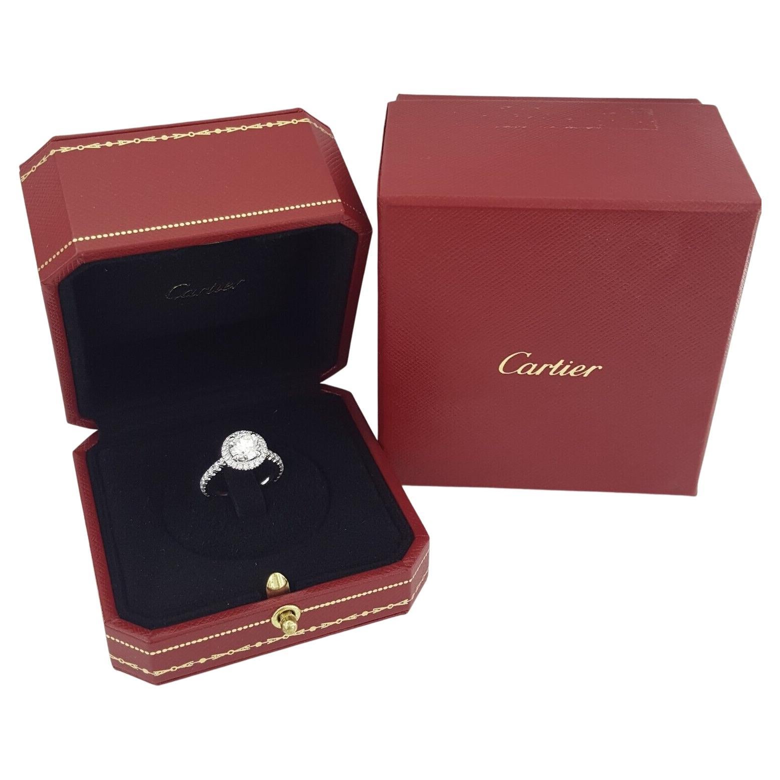 CARTIER Round Brilliant Cut Diamond Engagement Ring D COLOR For Sale at ...
