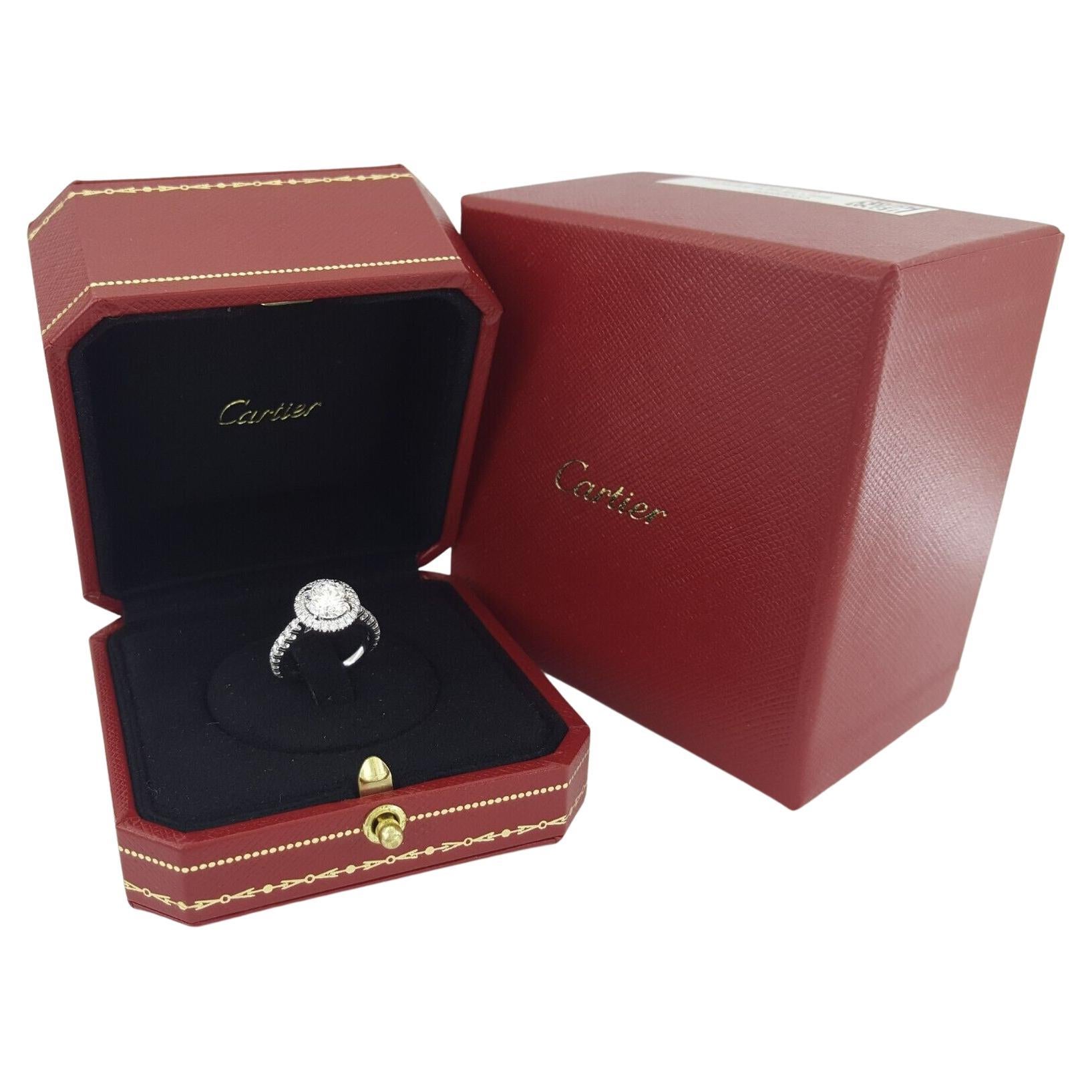 CARTIER Round Brilliant Cut Diamond Engagement Ring D COLOR For Sale at ...