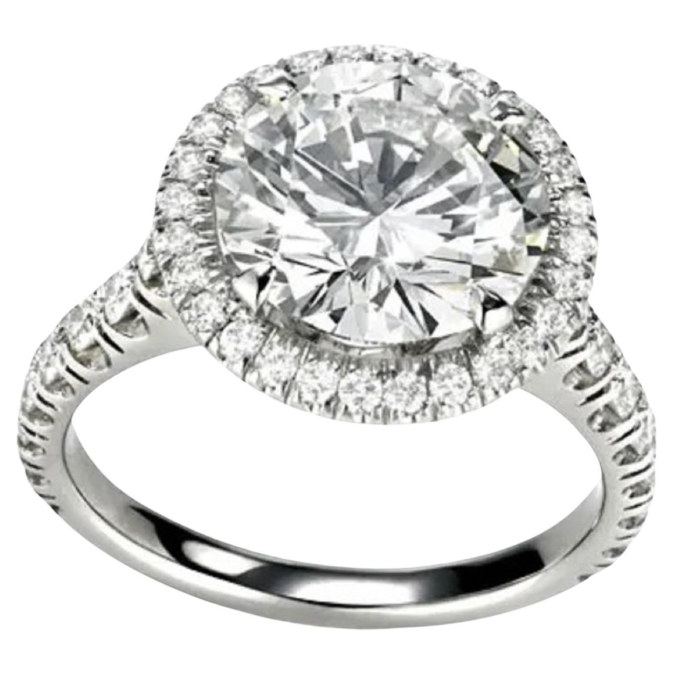 CARTIER Round Brilliant Cut Diamond Engagement Ring D COLOR For Sale at ...