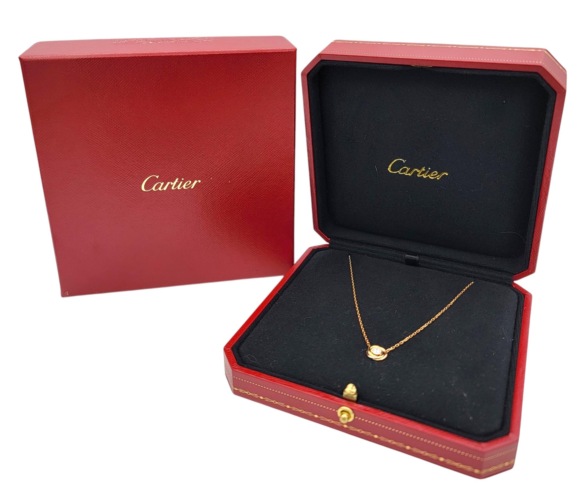 Cartier Round Brilliant Diamond Trinity Pendant Necklace Tri-Color 18 ...