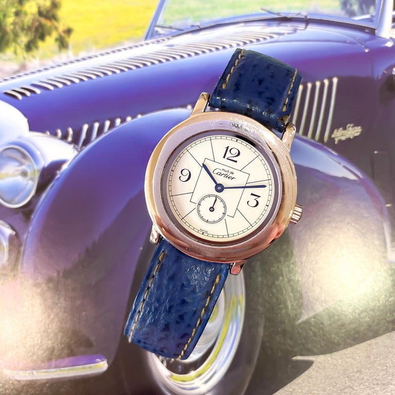 Cartier Round Must Tank Rhodium-Plated Sterling Silver Quartz Watch ...