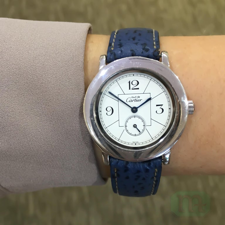 Cartier Round Must Tank Rhodium-Plated Sterling Silver Quartz Watch ...