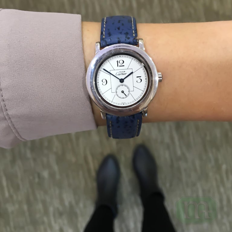 Cartier Round Must Tank Rhodium-Plated Sterling Silver Quartz Watch ...