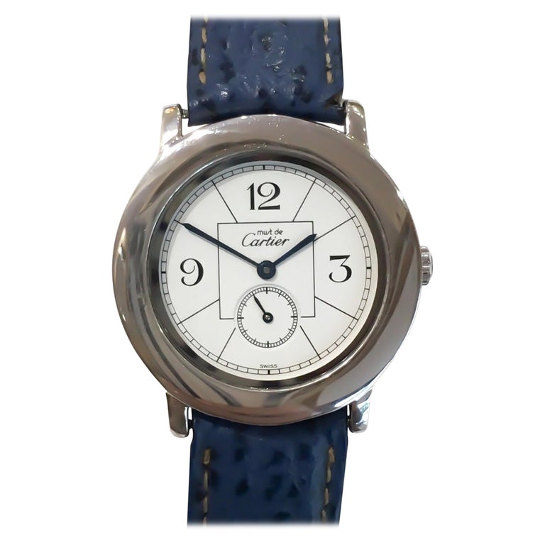Cartier Round Must Tank Rhodium-Plated Sterling Silver Quartz Watch ...