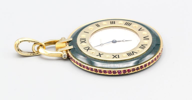 Cartier Ruby Bloodstone and 18 Karat Gold Pocket Watch For Sale at 1stDibs