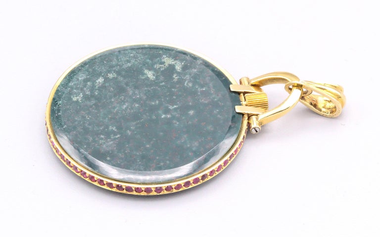 Cartier Ruby Bloodstone and 18 Karat Gold Pocket Watch For Sale at 1stDibs