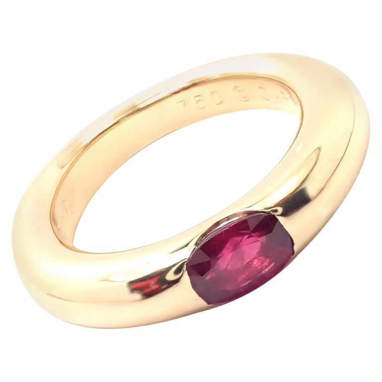 Cartier Ruby Ellipse Yellow Gold Band Ring at 1stDibs | cartier ruby ring