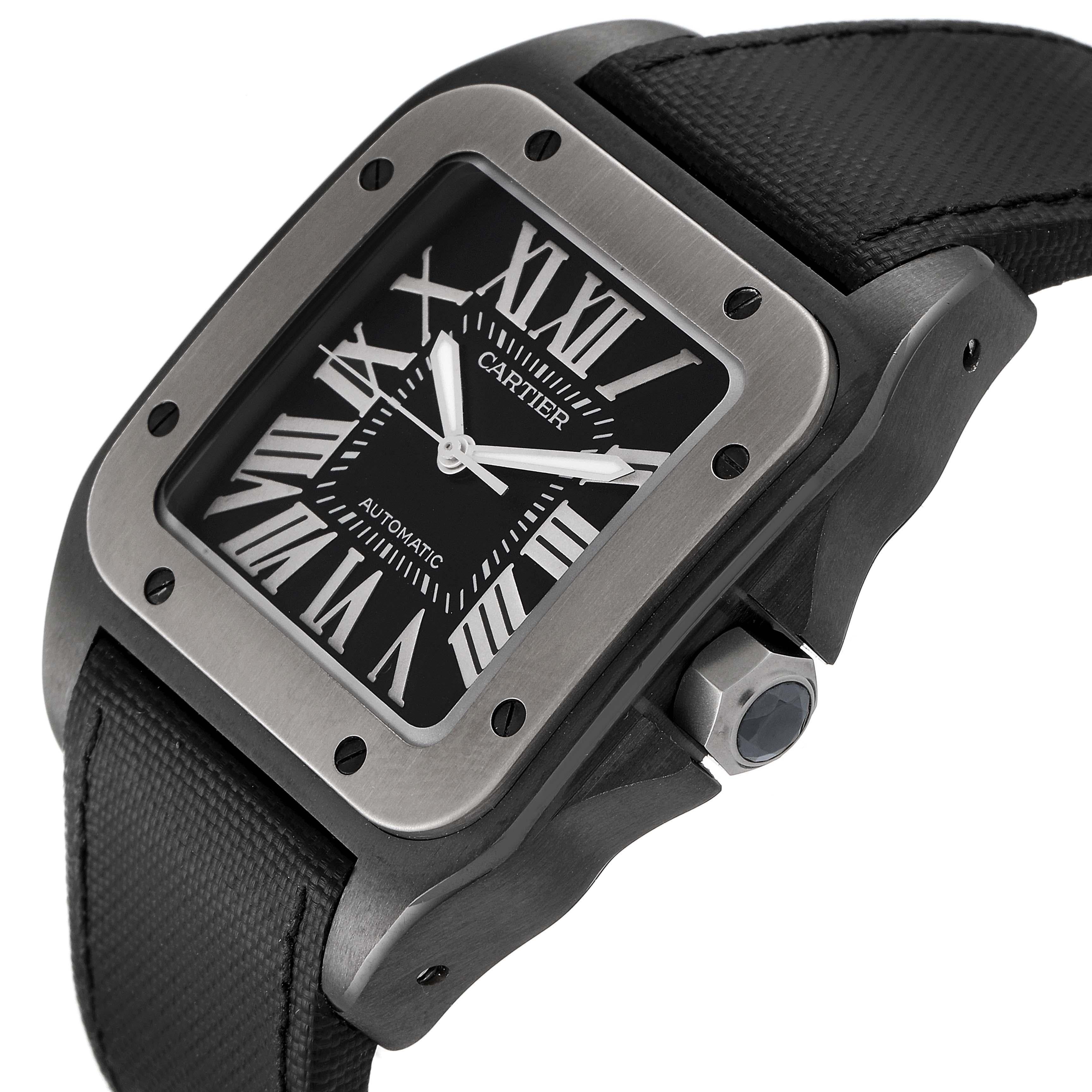 Cartier Santos 100 Black PVD Steel Mens Watch W2020010 Box Papers For ...