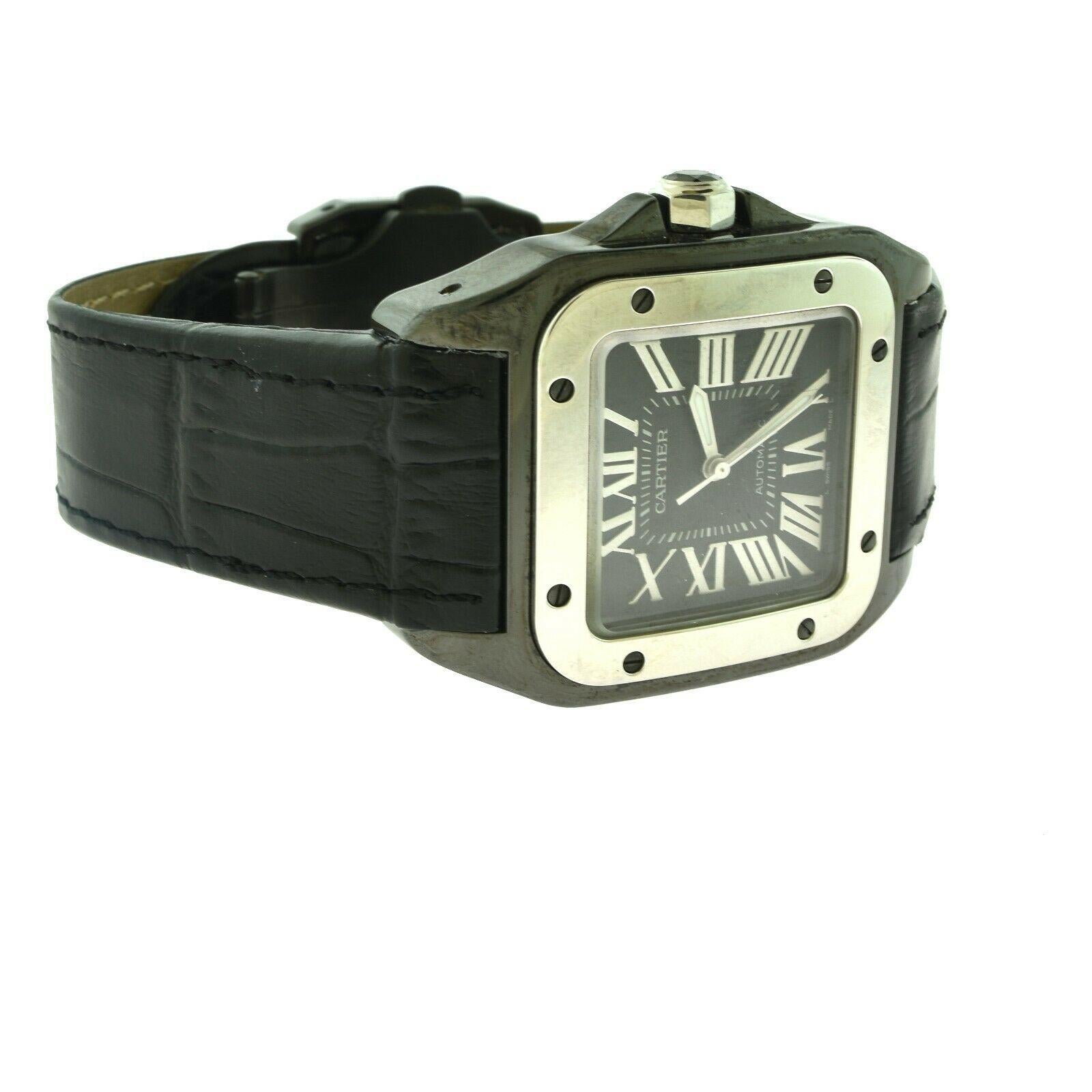 Cartier Santos 100 Ref 2878 Stainless Steel, Leather Band Watch 'Y-26 ...
