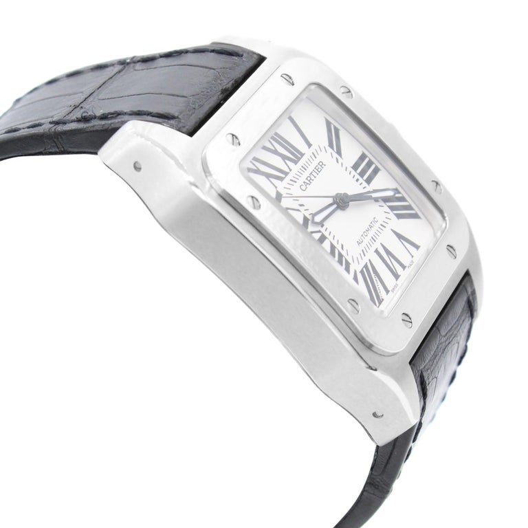 Cartier Santos 100 W20073X8, Silver Dial, Certified and Warranty at 1stDibs