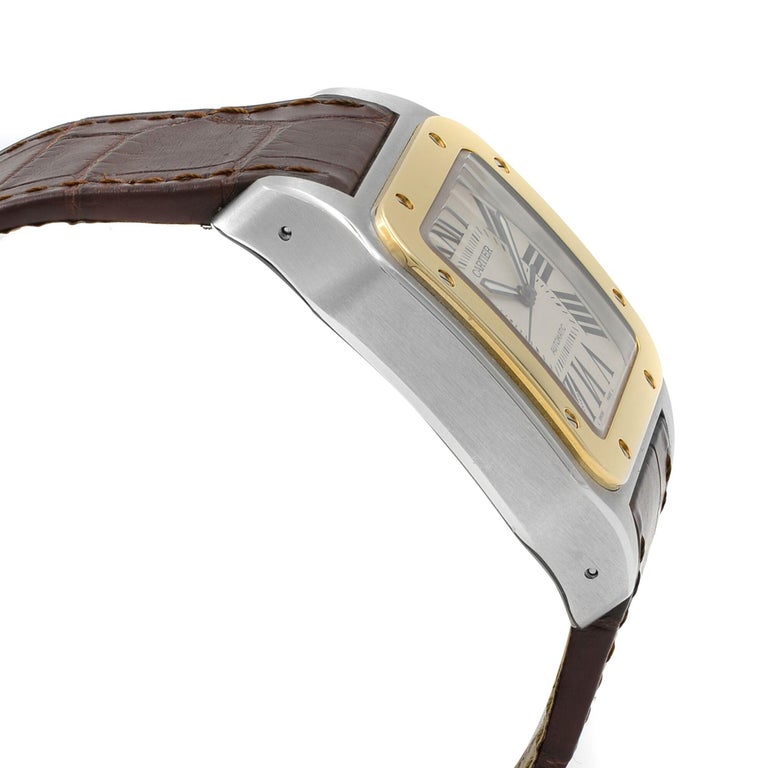 Cartier Santos 100 XL 18k Gold Steel Silver Dial Automatic Men's Watch ...
