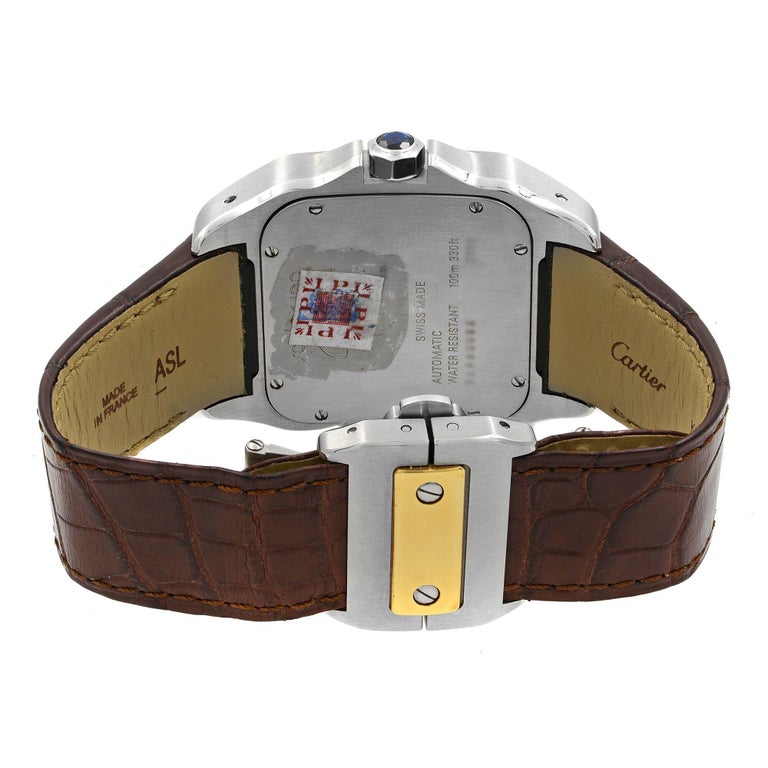 Cartier Santos 100 XL 18k Gold Steel Silver Dial Automatic Men's Watch ...