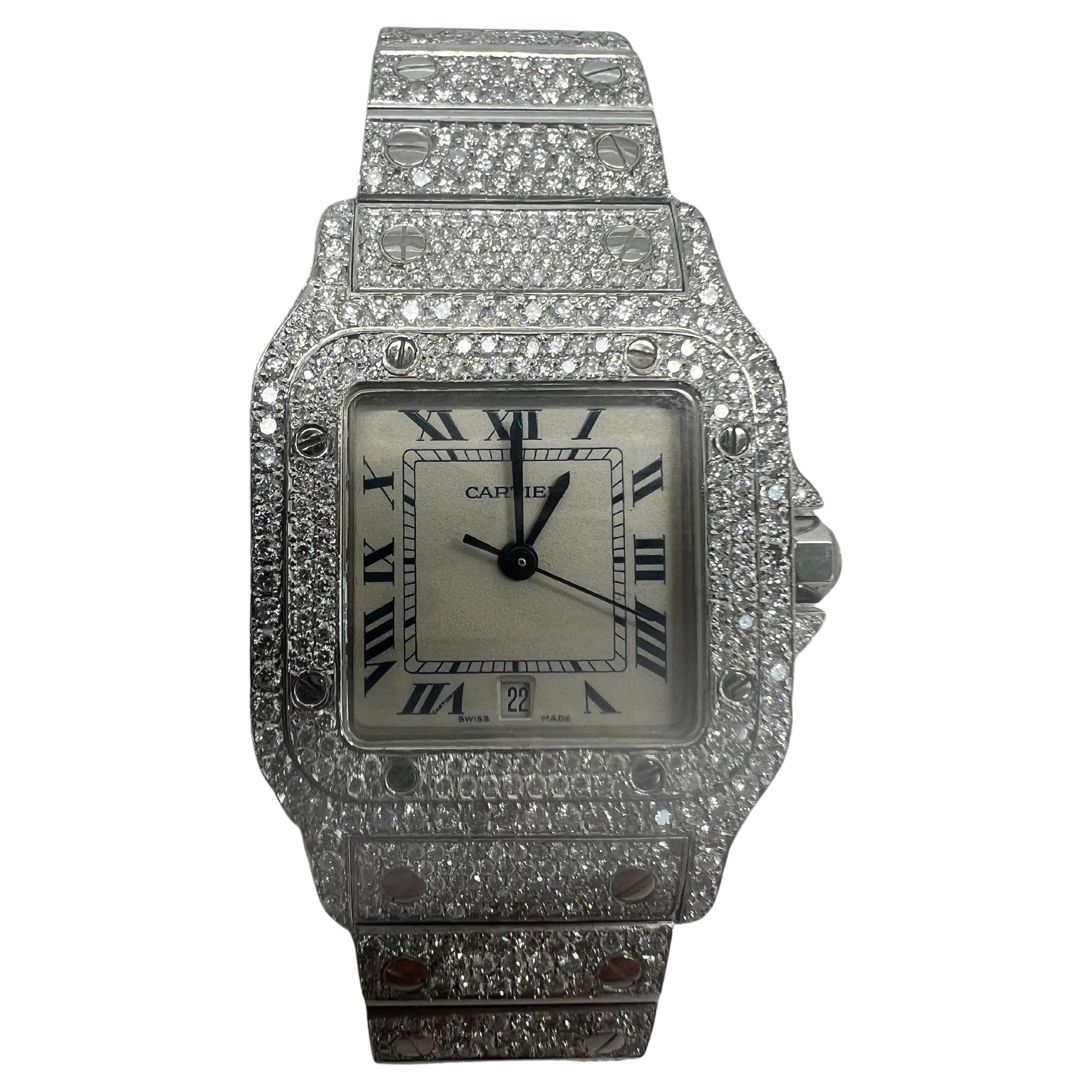 Cartier Santos Midsize Diamond Watch For Sale at 1stDibs