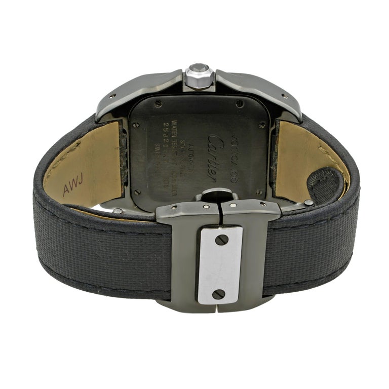 Cartier Santos Carbon Coated Black Dial Automatic Ladies Watch REF 2878 ...