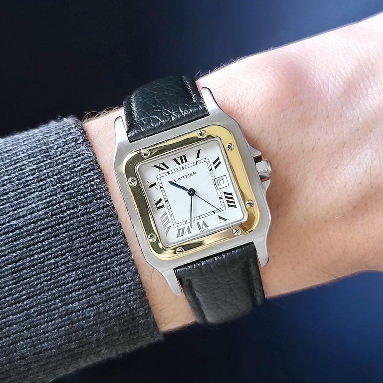 Cartier Santos Carree Date 2961 Large LM GM Automatic 18k Gold Steel ...