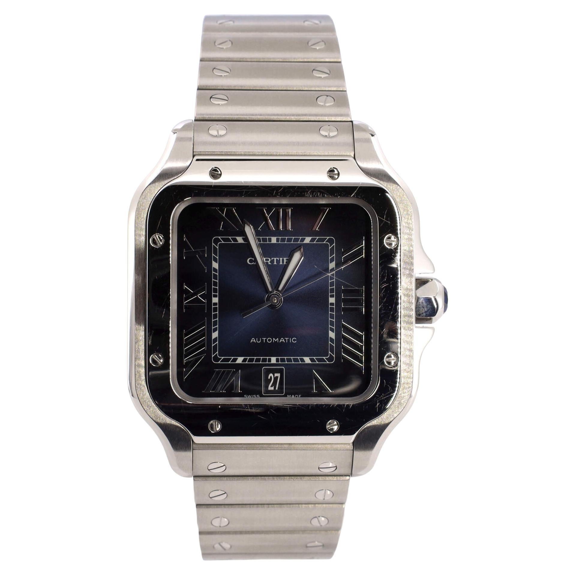 Cartier Santos Large Steel and 18k Gold Automatic Wrist Watch at 1stDibs