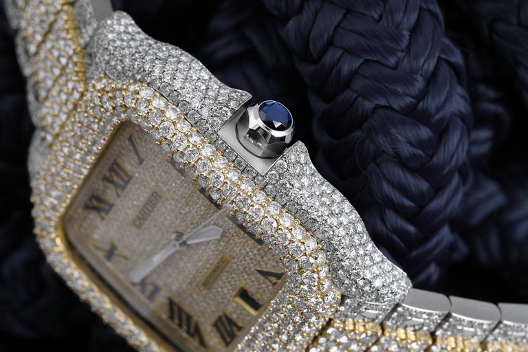 Cartier Santos De Cartier Custom Diamond Stainless Steel/ Yellow Gold ...